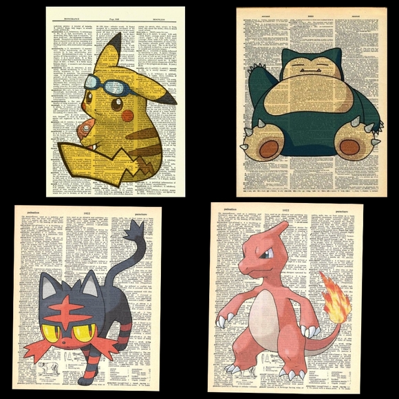 Other | Pokemon Dictionary Book Page Art | Poshmark